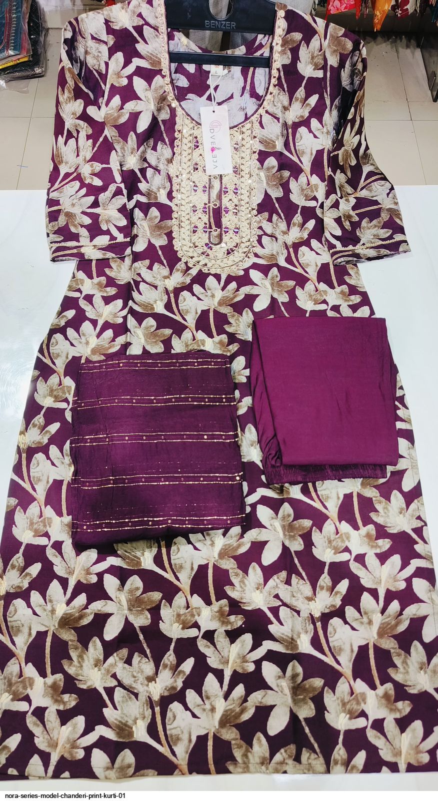 NORA SERIES MODEL CHANDERI PRINT KURTI 01