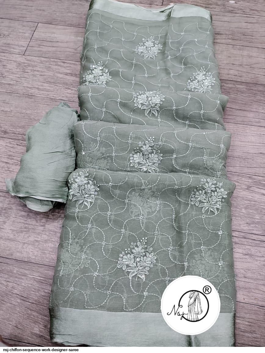 NSJ chiffon sequence work designer saree