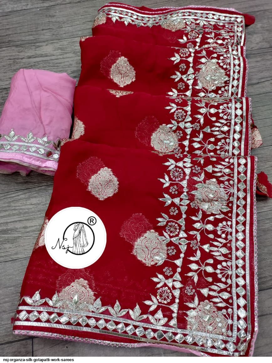 NSJ organza silk gotapatti work SAREES