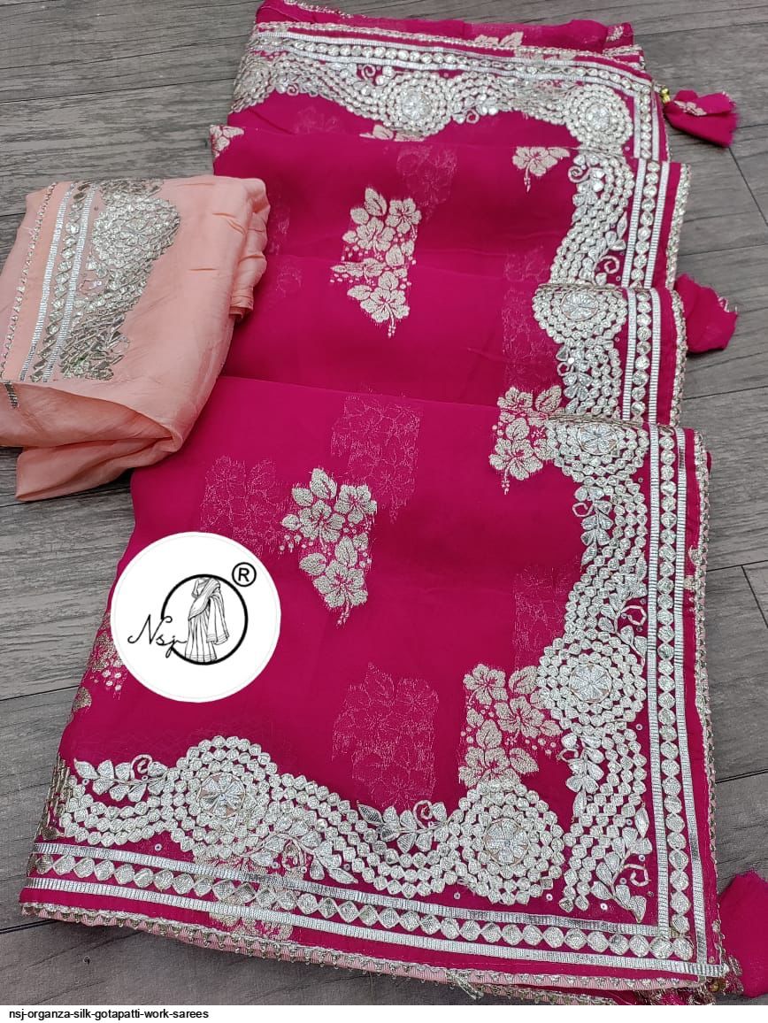 NSJ organza silk gotapatti work SAREES
