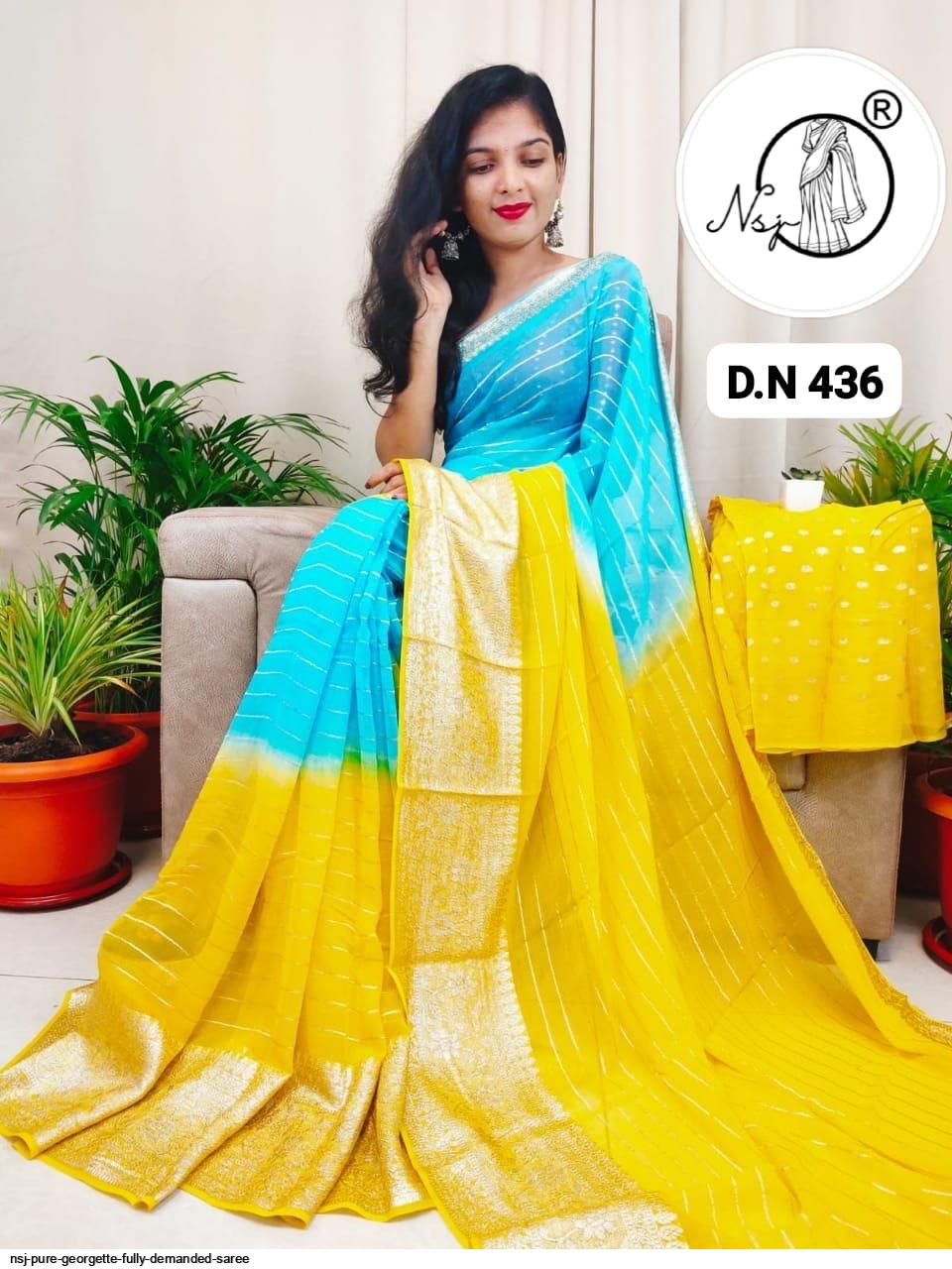 NSJ pure georgette fully demanded saree