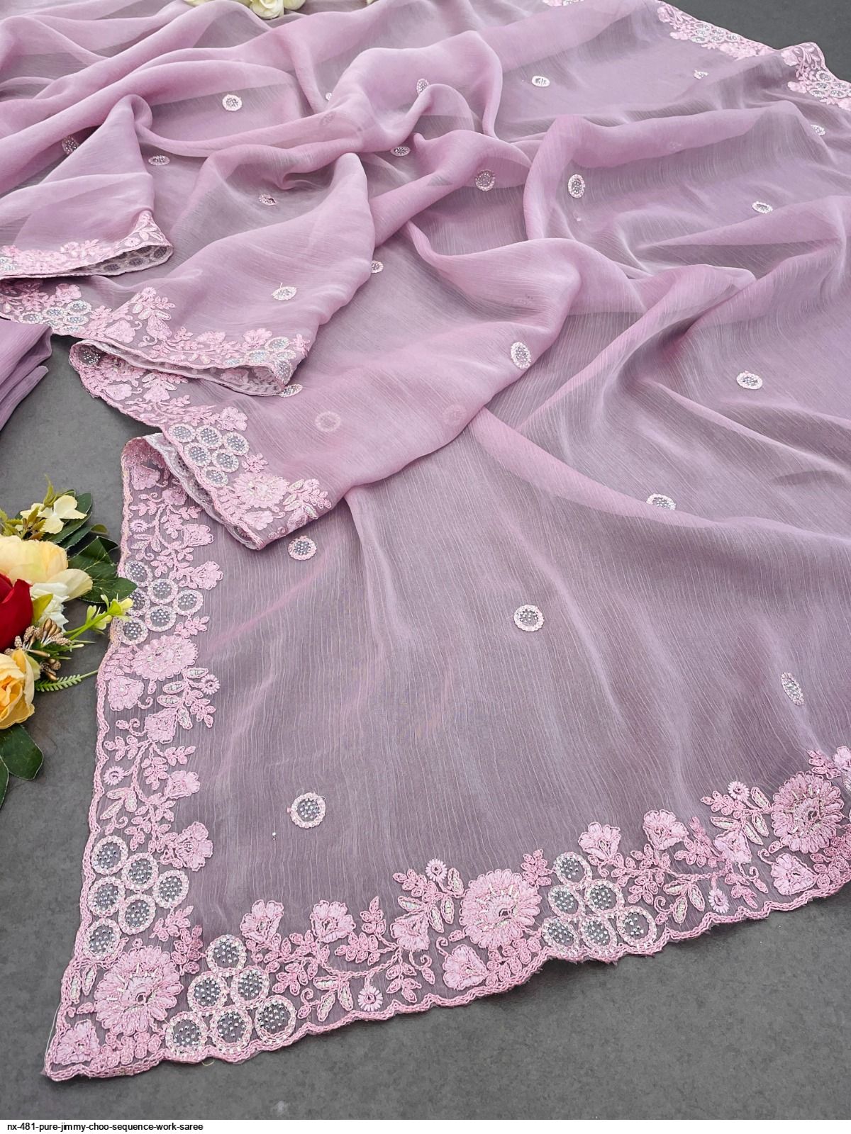 NX-481 Pure jimmy choo Sequence Work saree