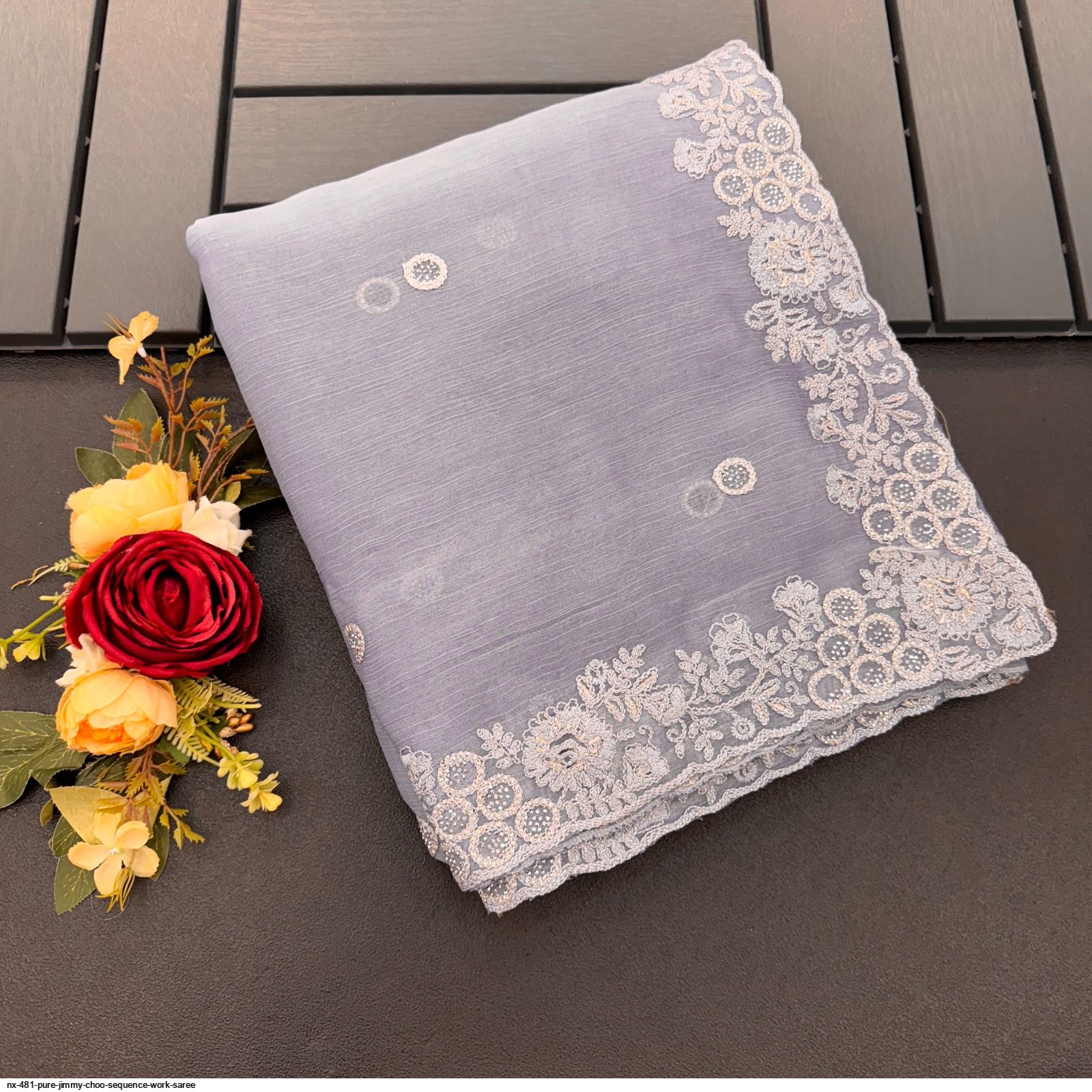 NX-481 Pure jimmy choo Sequence Work saree