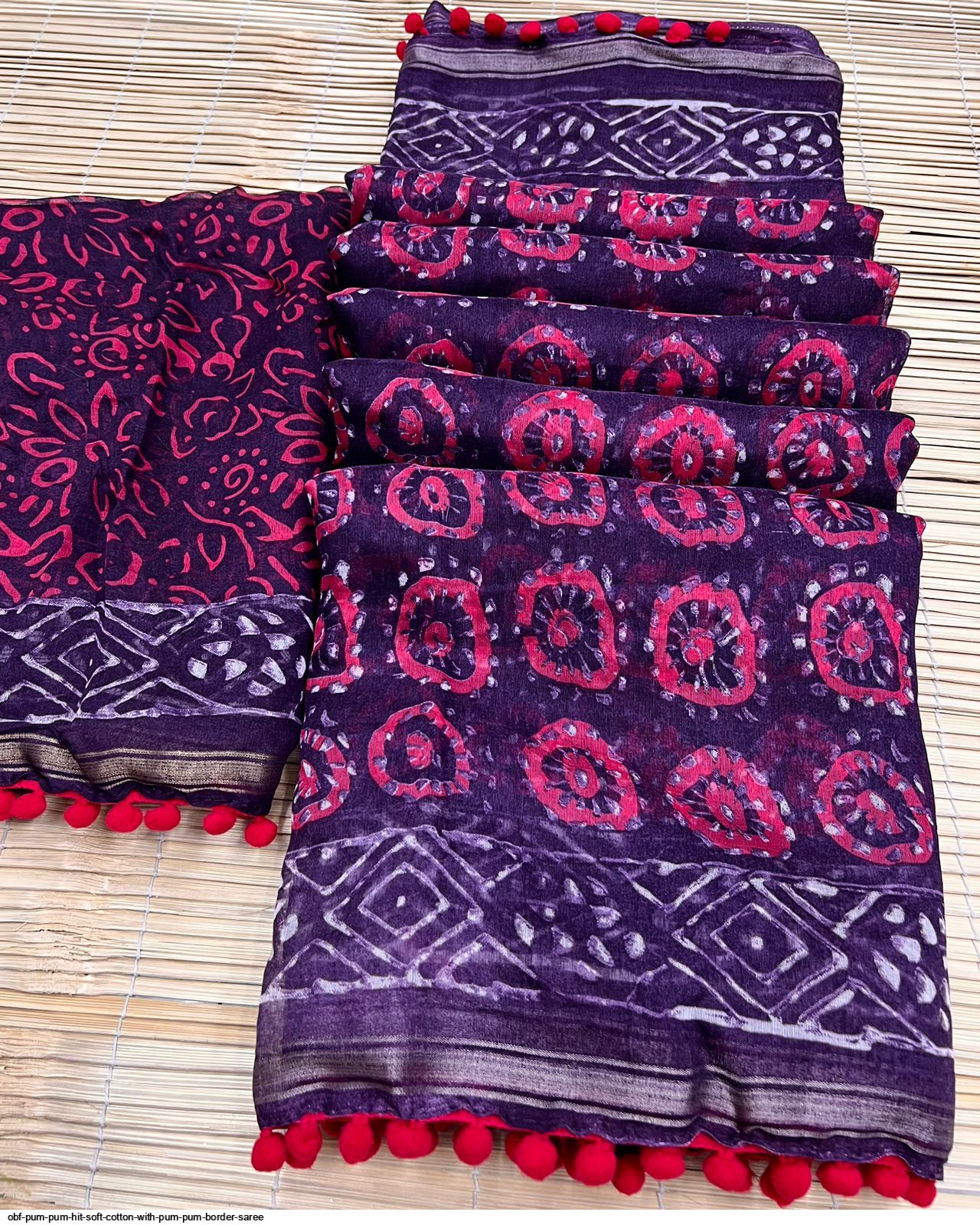 OBF PUM PUM HIT SOFT COTTON WITH PUM PUM BORDER SAREE