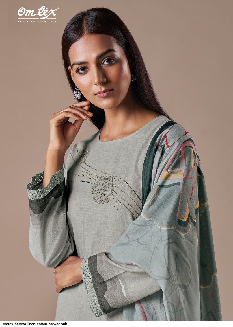 OMTEX SAROVA LINEN COTTON SALWAR SUIT