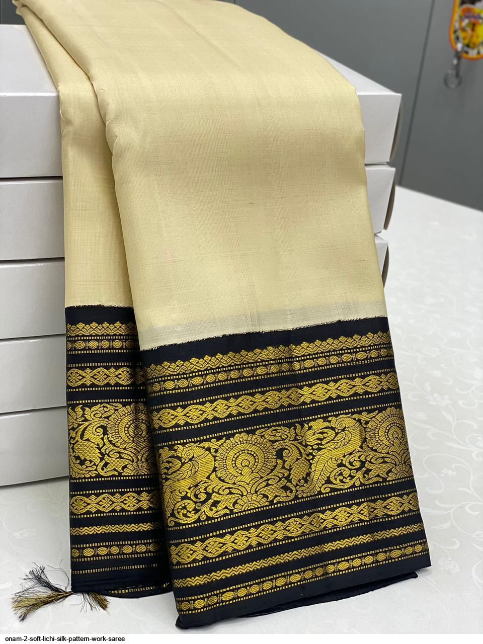 ONAM-2 SOFT LICHI SILK PATTERN WORK SAREE