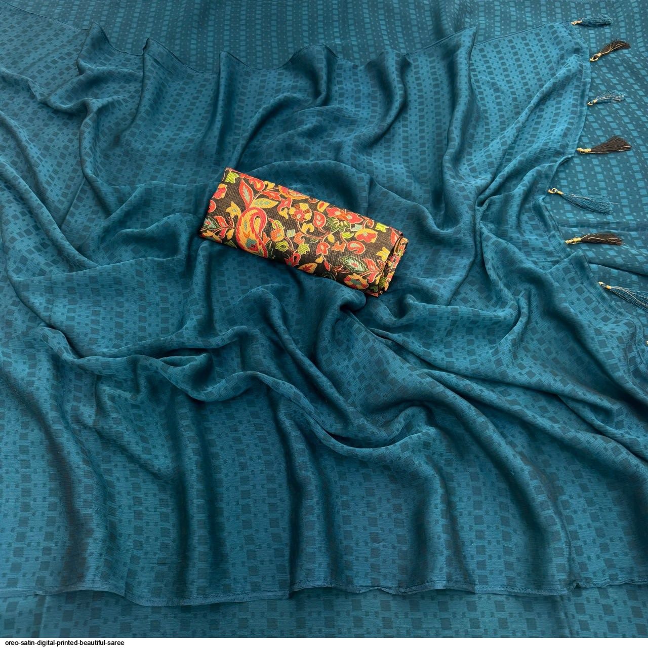 OREO satin digital printed beautiful saree