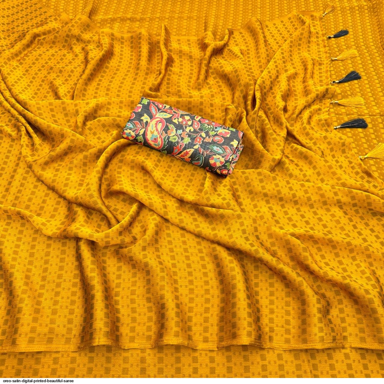 OREO satin digital printed beautiful saree