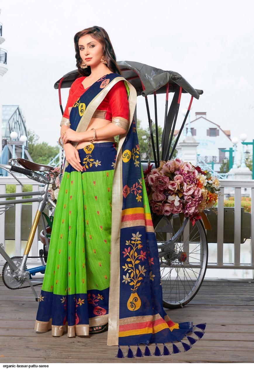 Organic tassar pattu saree