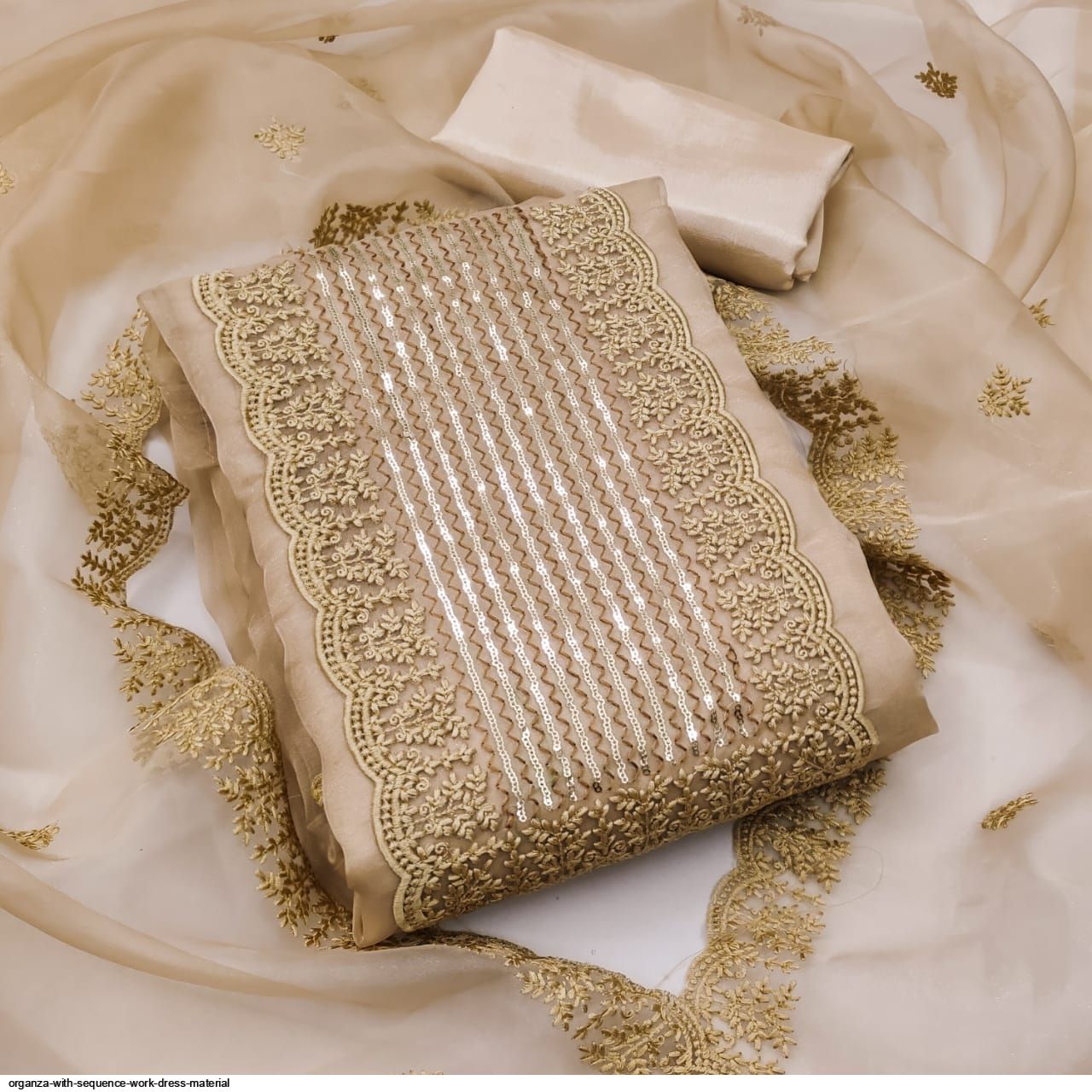 Organza with sequence work dress material