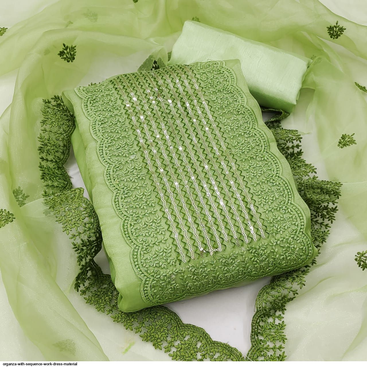 Organza with sequence work dress material