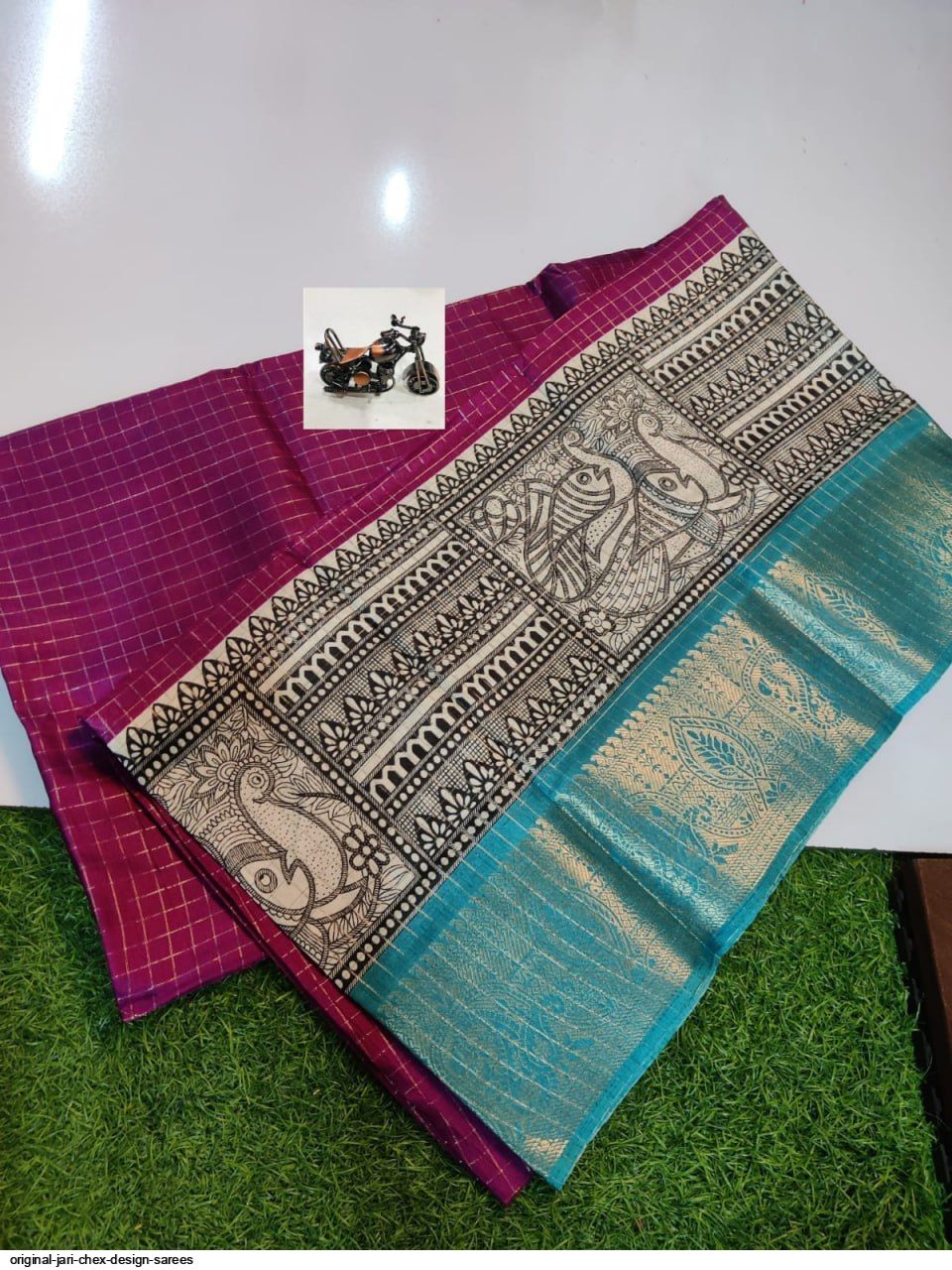 original jari Chex design sarees