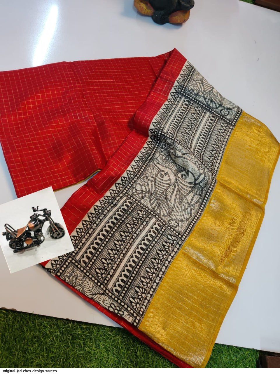 original jari Chex design sarees
