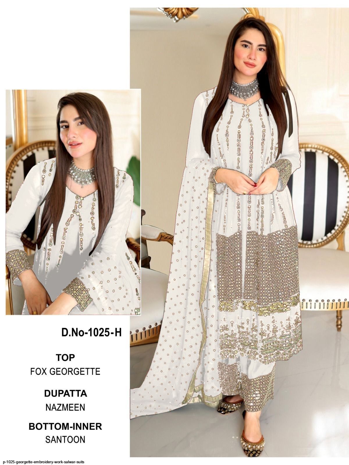 P 1025 Georgette Embroidery Work SALWAR SUITS