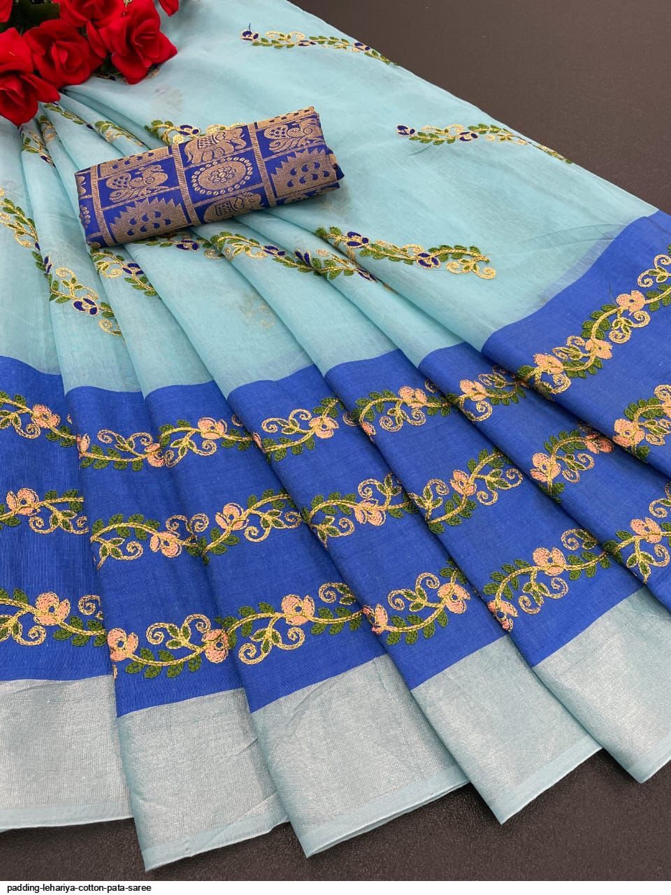 Padding Lehariya Cotton pata SAREE