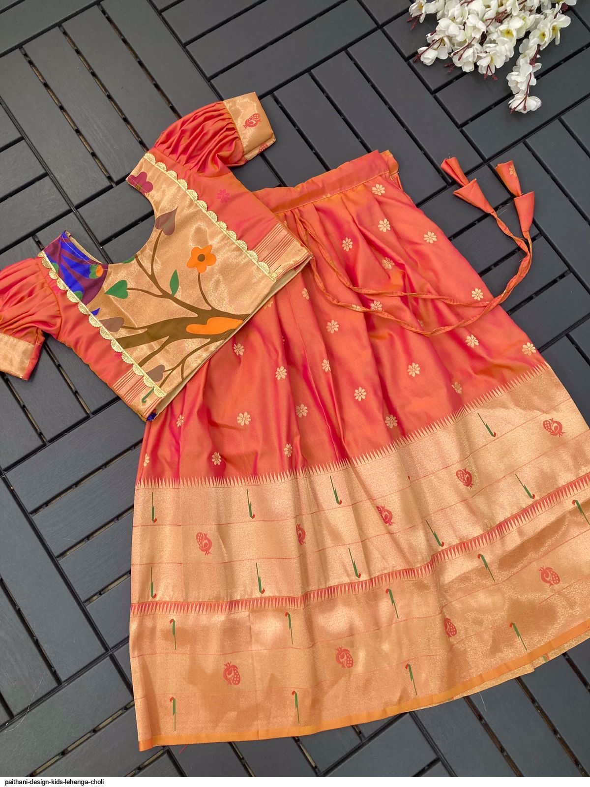 Paithani design kids lehenga choli