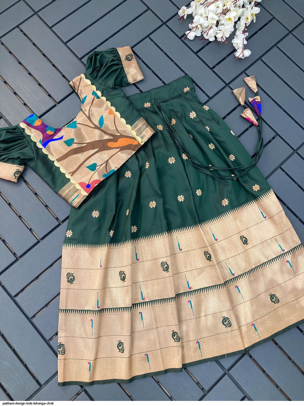 Paithani design kids lehenga choli