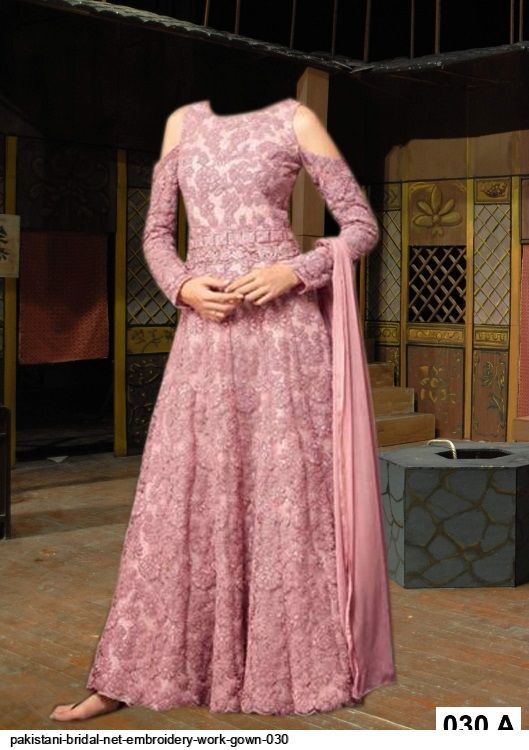 Pakistani Bridal net EMBROIDERY WORK GOWN 030