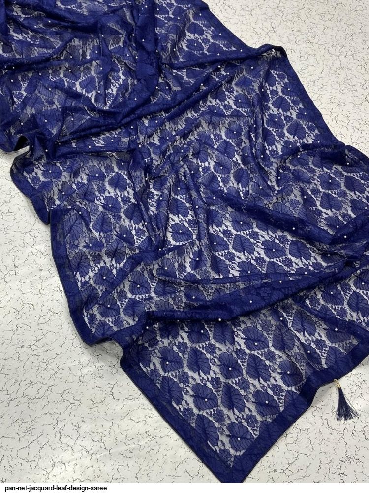 Pan NET Jacquard LEAF DESIGN SAREE