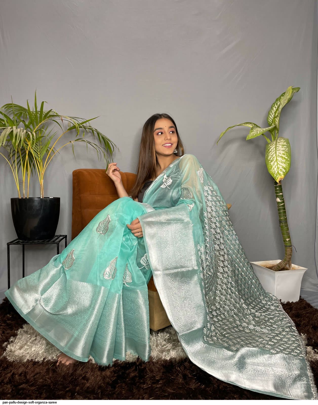 PAN PALLU DESIGN Soft ORGANZA SAREE