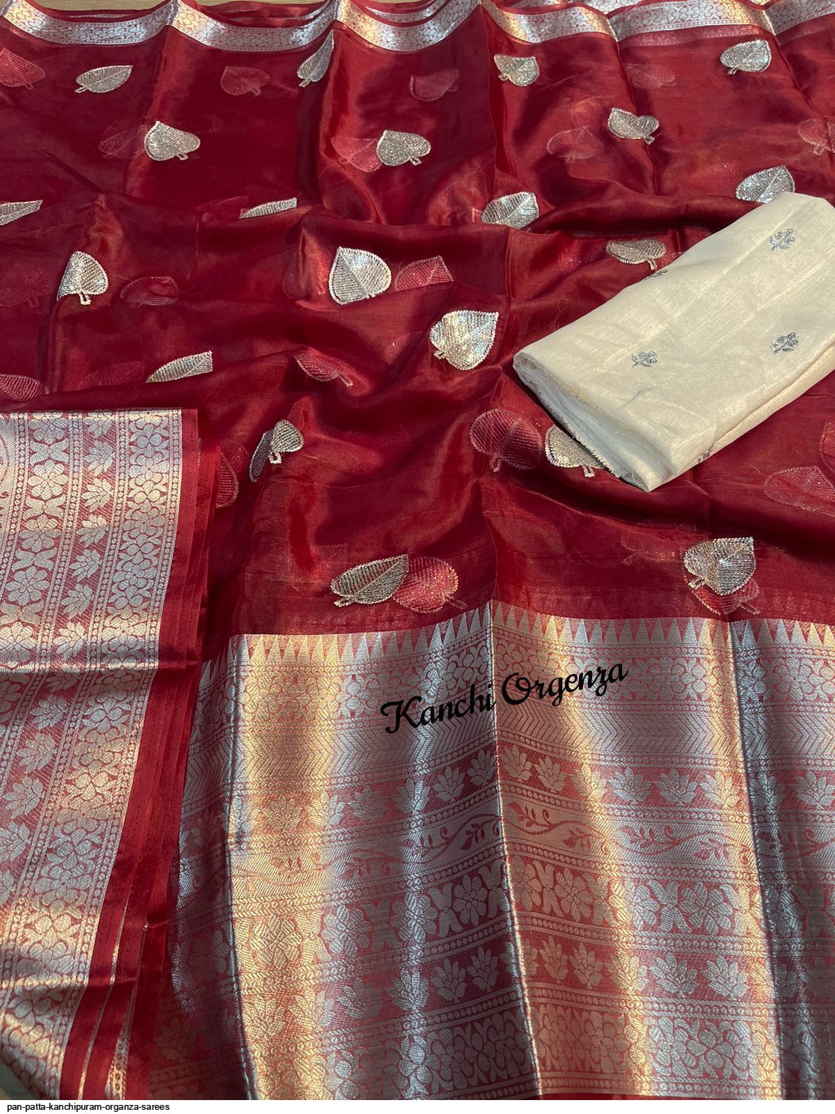 PAN PATTA KANCHIPURAM ORGANZA SAREES