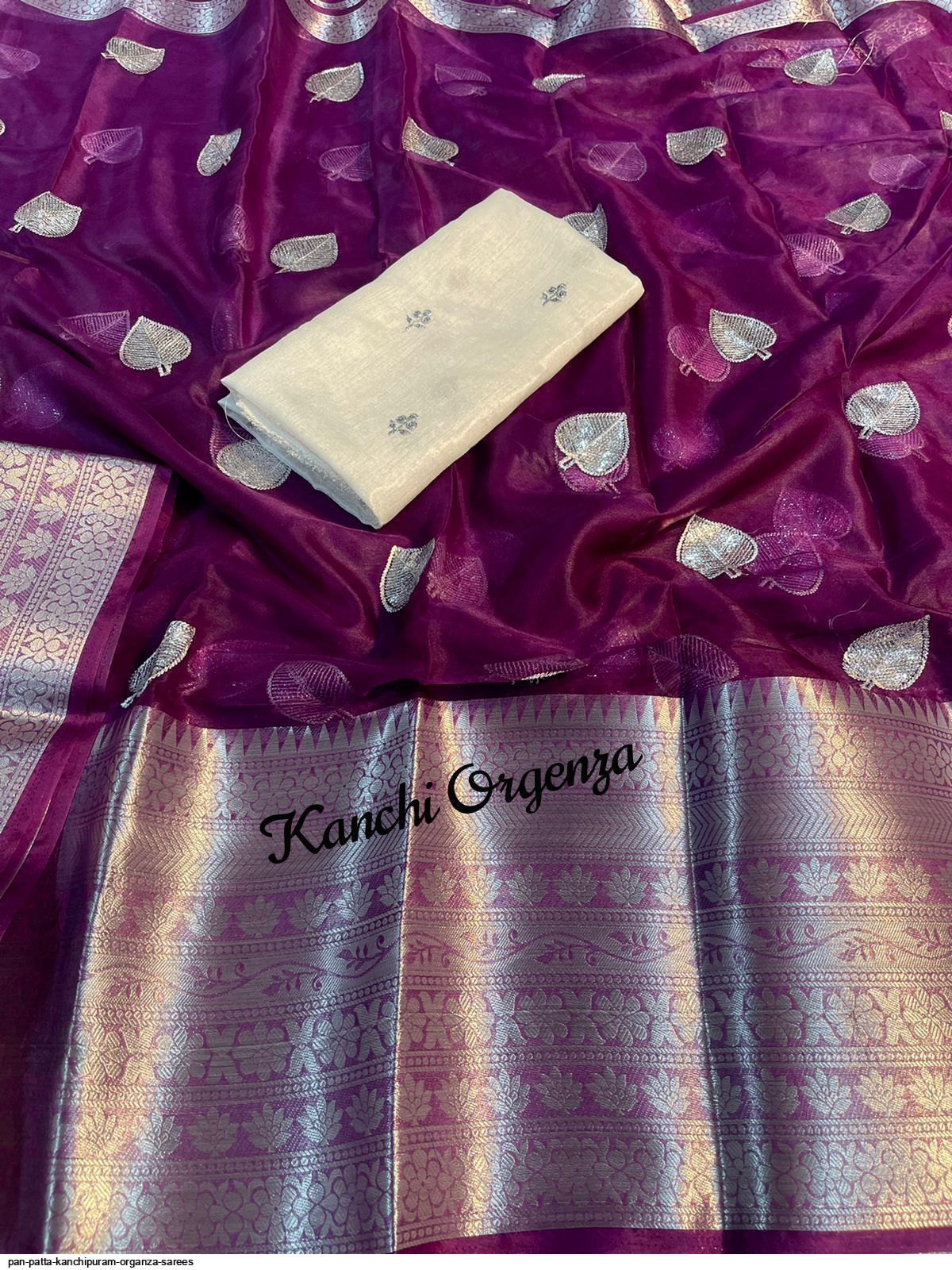 PAN PATTA KANCHIPURAM ORGANZA SAREES