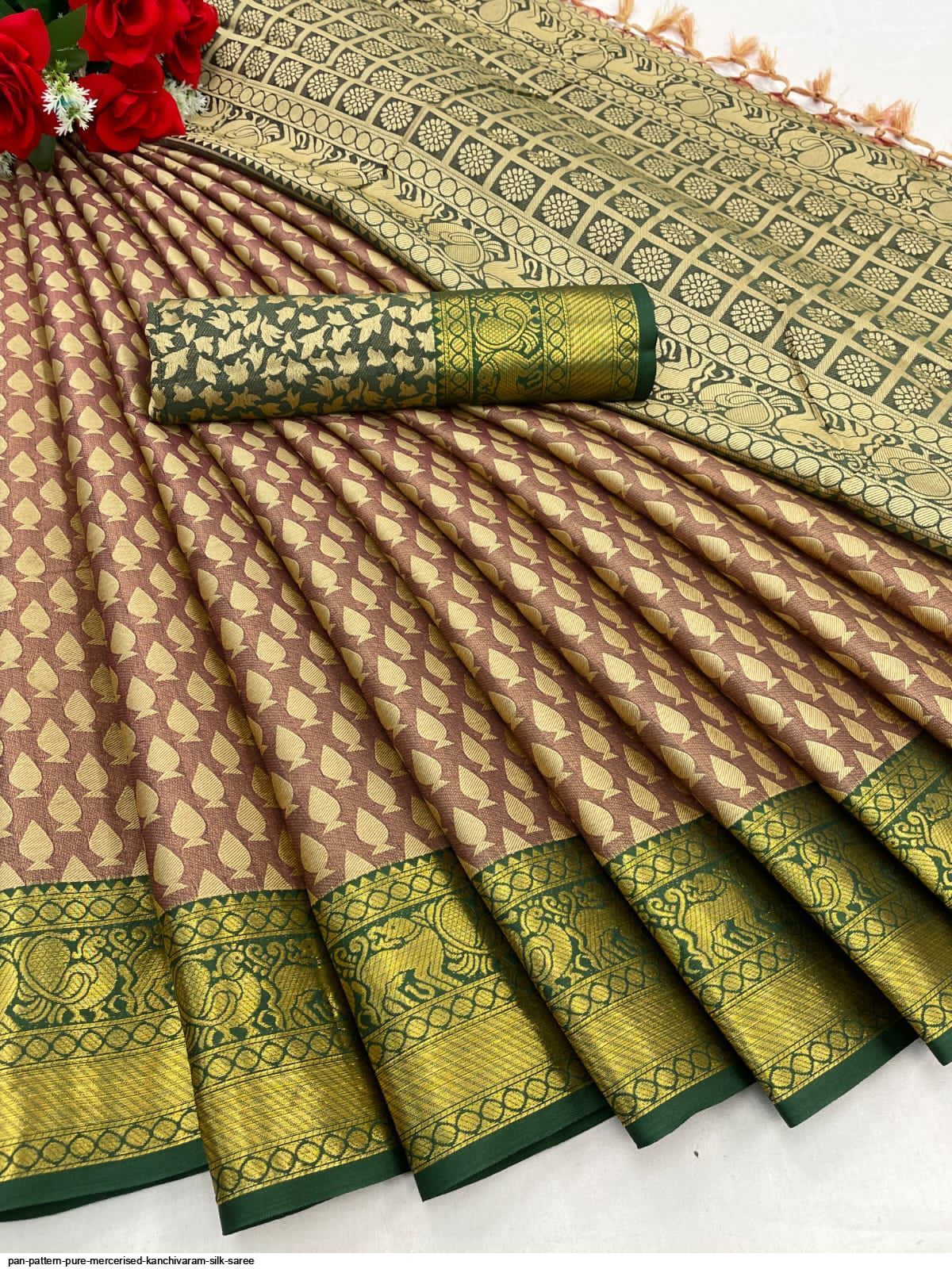PAN PATTERN Pure Mercerised Kanchivaram Silk SAREE