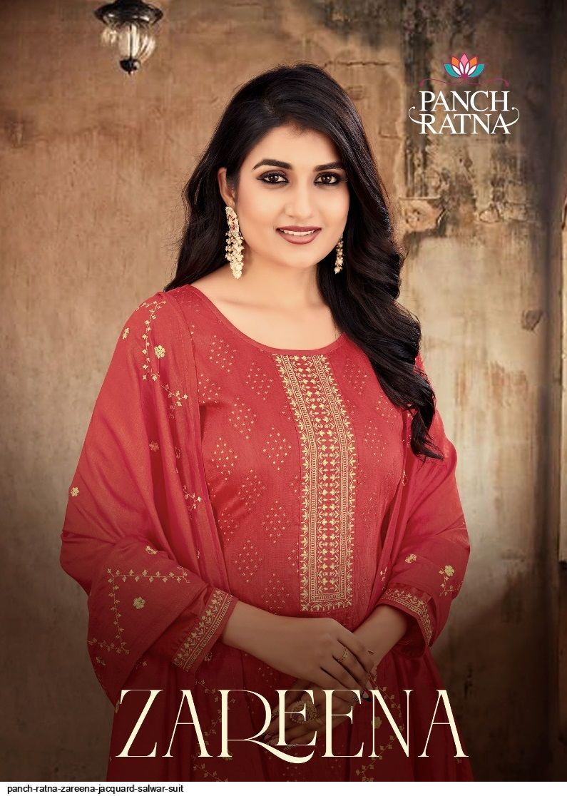 PANCH RATNA ZAREENA JACQUARD SALWAR SUIT