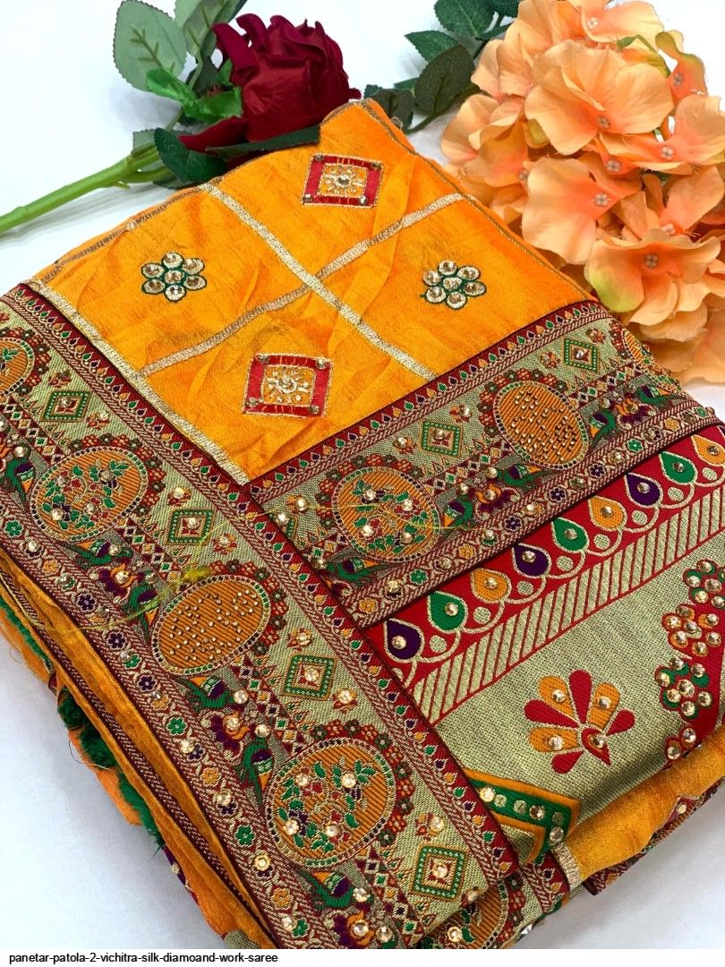 PANETAR PATOLA 2 VICHITRA SILK DIAMOAND WORK SAREE