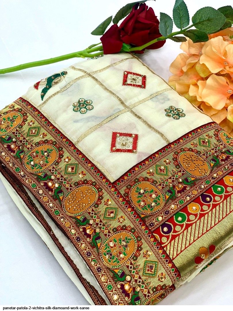 PANETAR PATOLA 2 VICHITRA SILK DIAMOAND WORK SAREE