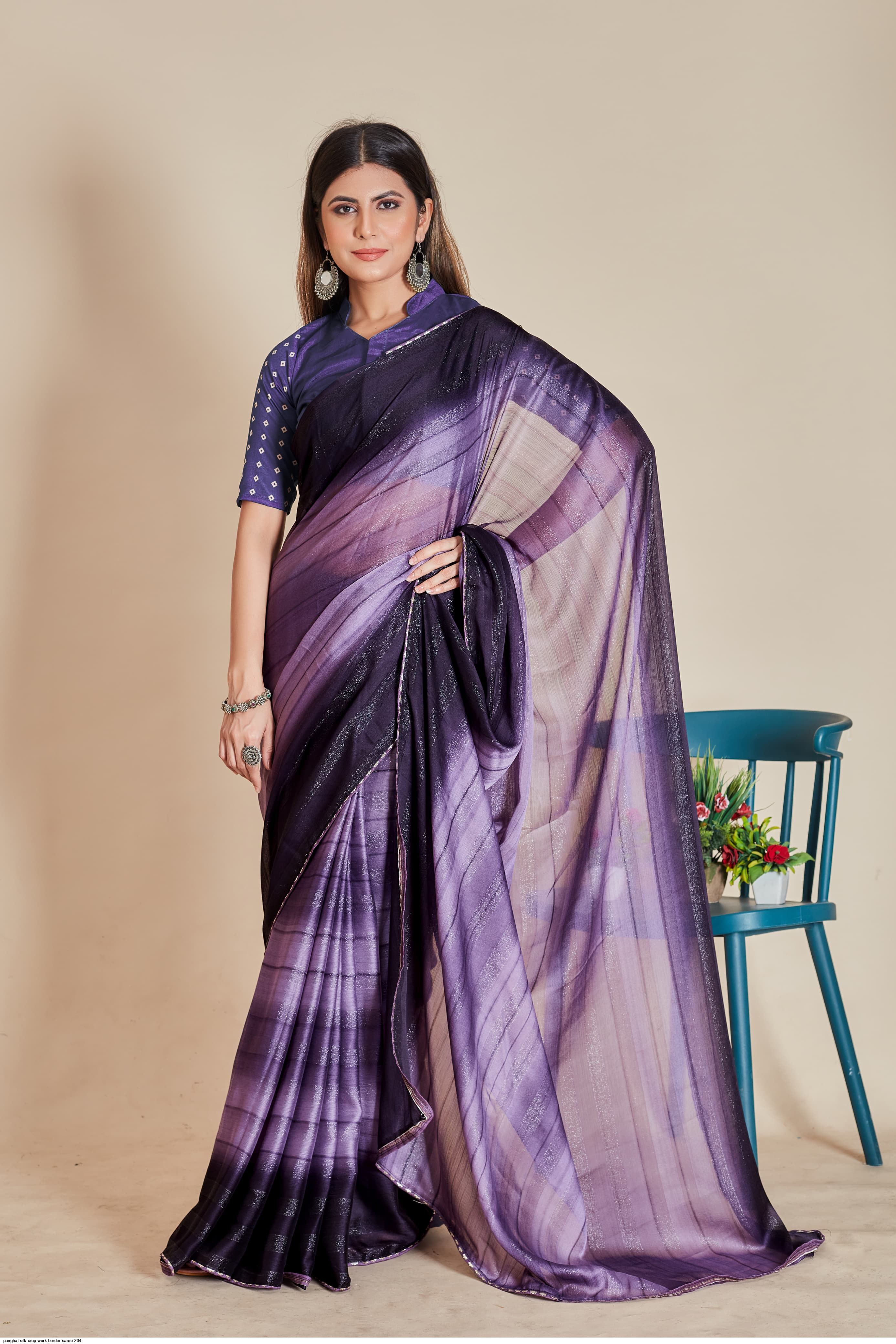 PANGHAT SILK CROP WORK BORDER SAREE 204