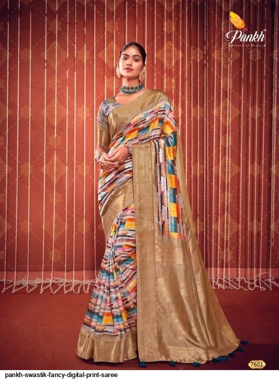 PANKH SWASTIK fancy DIGITAL PRINT SAREE