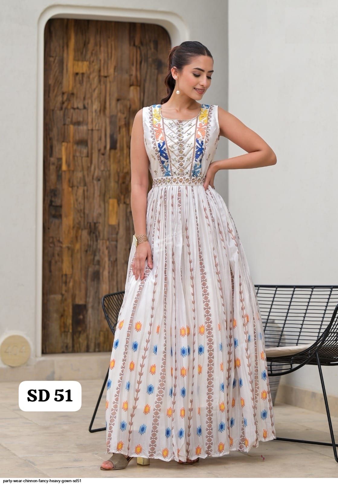 PARTY WEAR CHINNON FANCY HEAVY GOWN SD51