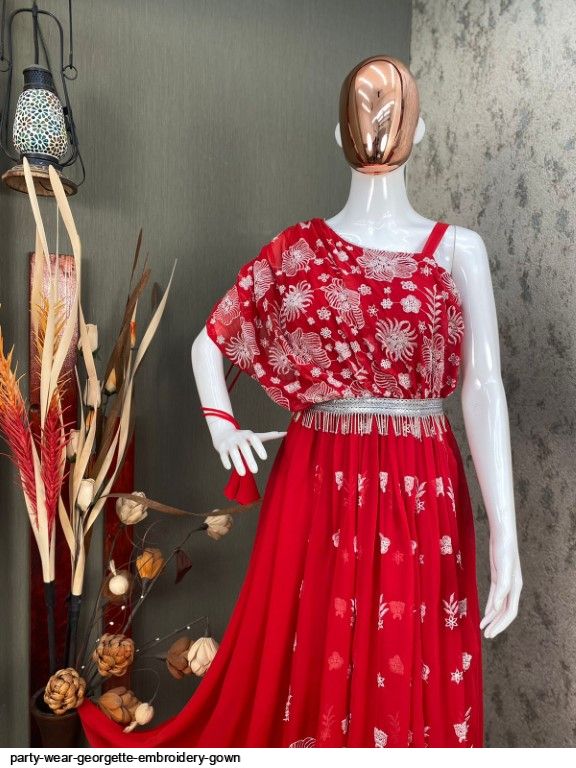 party wear georgette embroidery gown