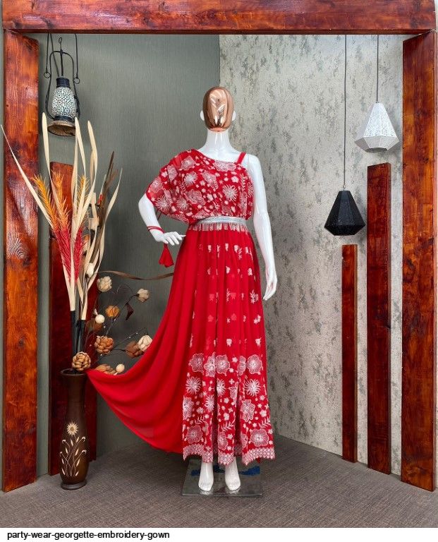 party wear georgette embroidery gown