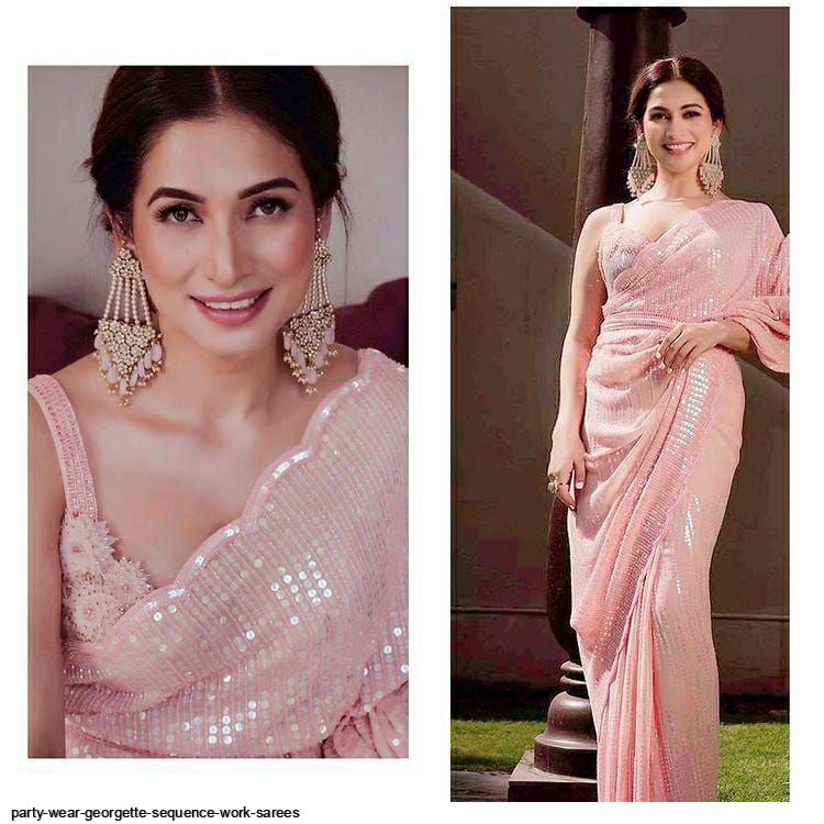 PARTY WEAR GEORGETTE SEQUENCE WORK SAREES
