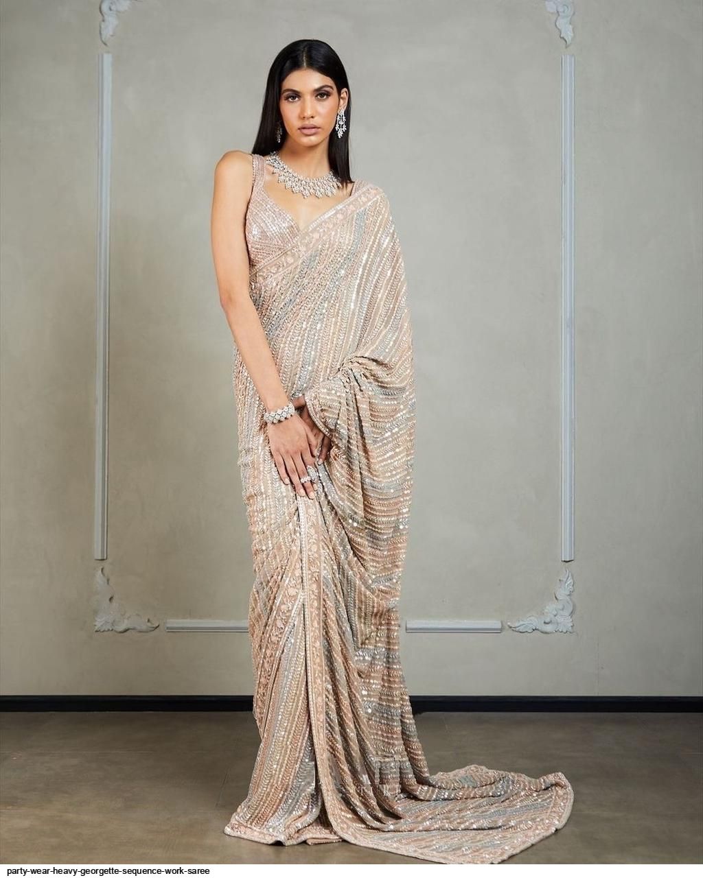 PARTY WEAR HEAVY GEORGETTE SEQUENCE WORK SAREE