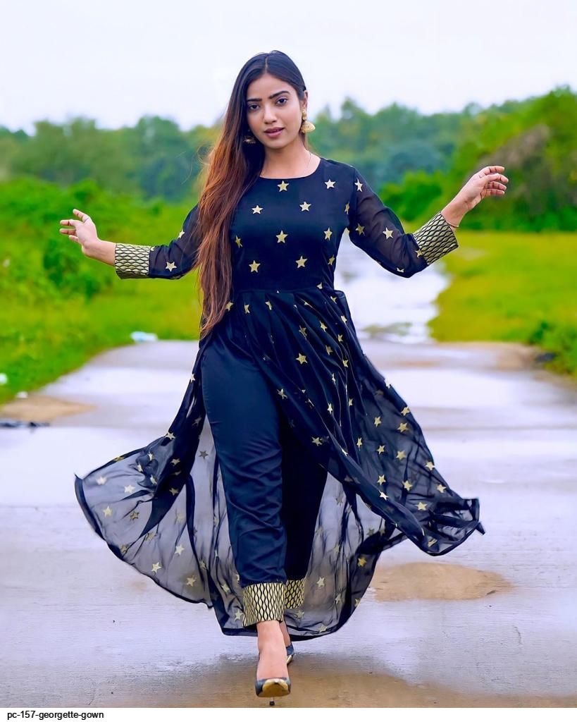 fox georgette embroidery gown