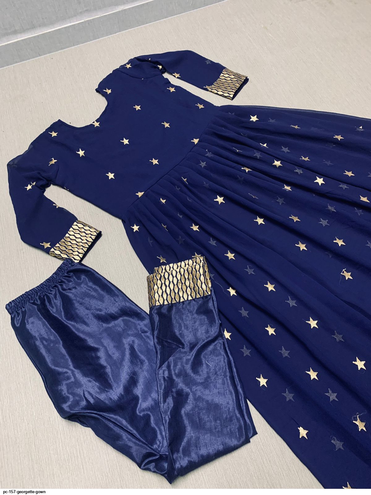 fox georgette embroidery gown