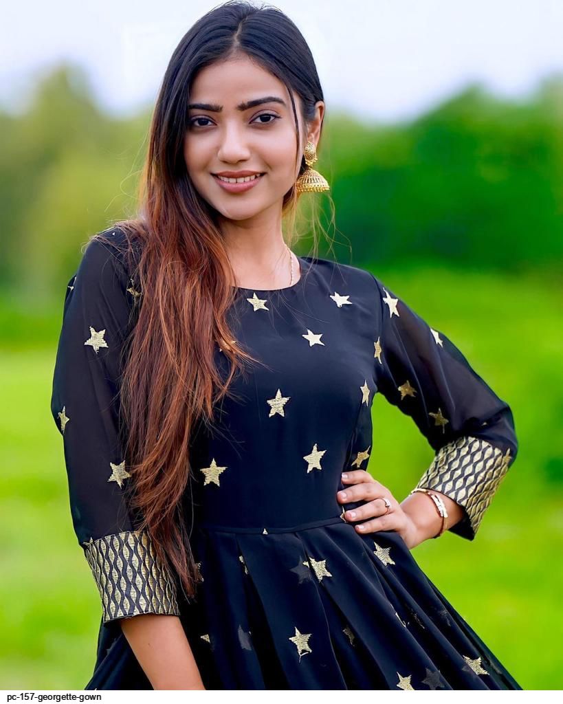 fox georgette embroidery gown