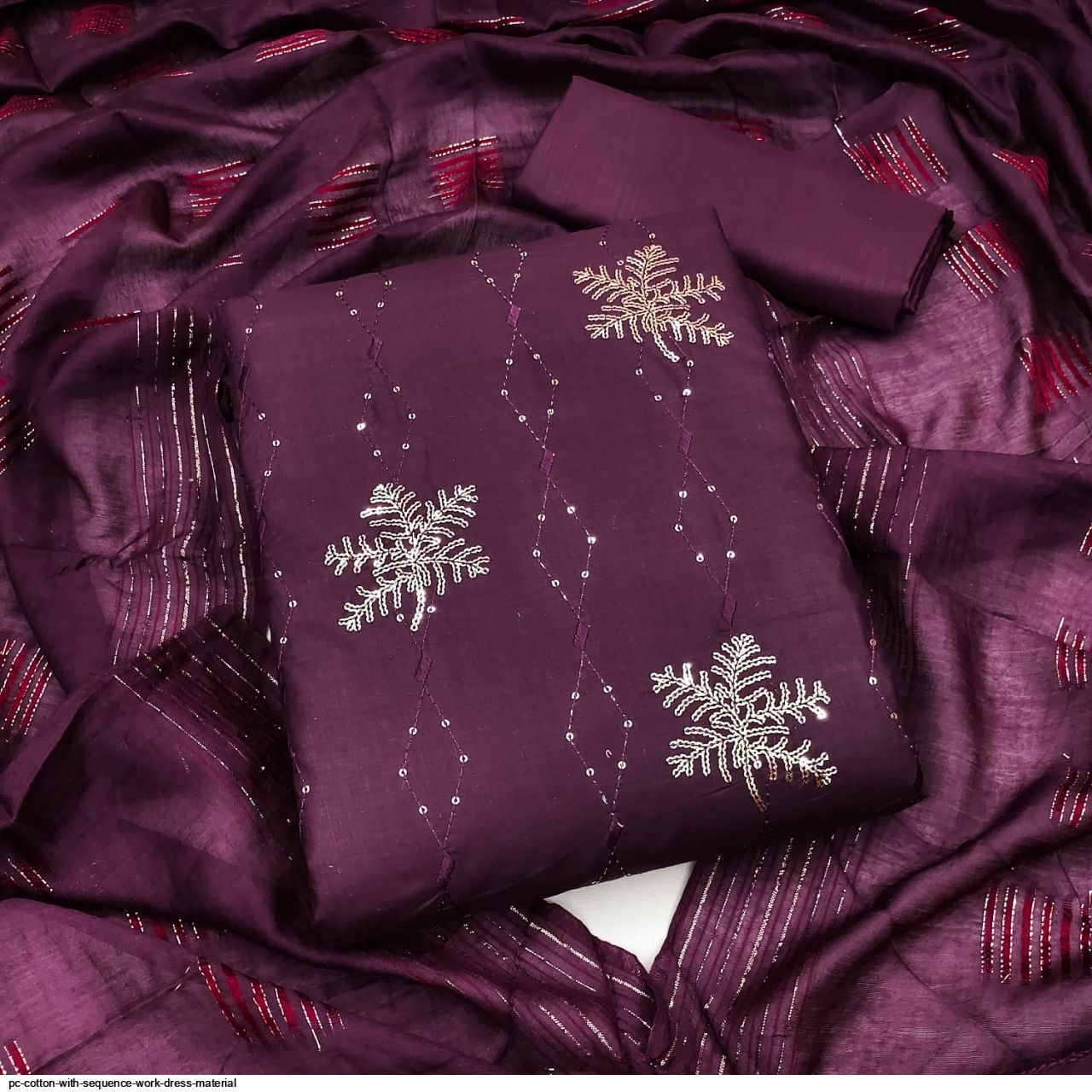 Pc Cotton with sequence work dress material