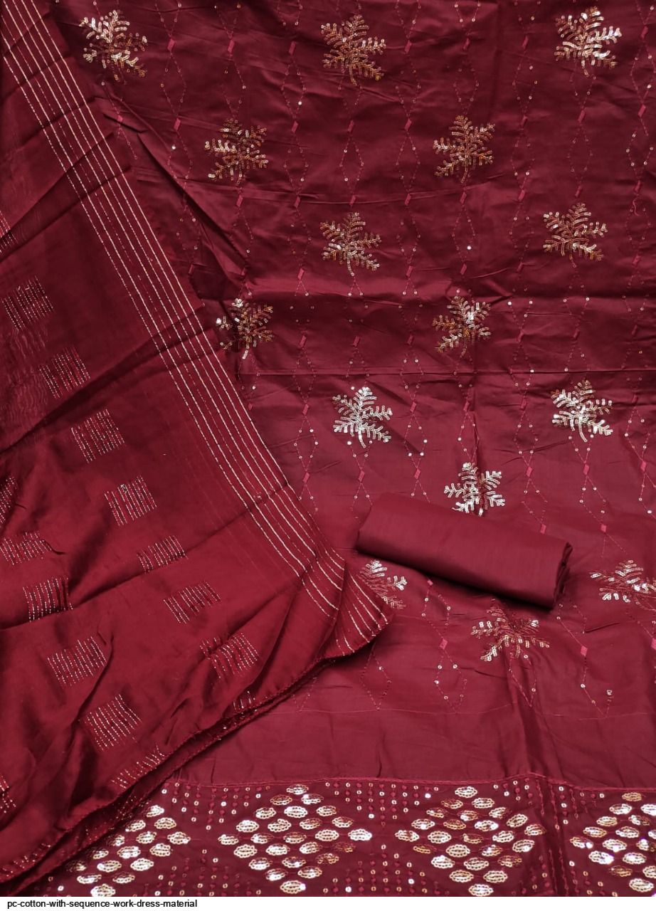 Pc Cotton with sequence work dress material