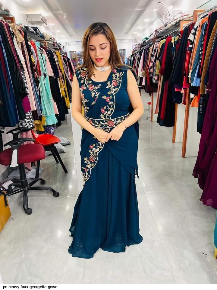 PC HEAVY FAUX GEORGETTE GOWN