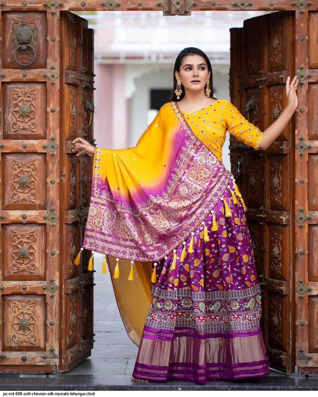 pc vol 608 SOFT CHINNON SILK NAVRATRI LEHENGA CHOLI