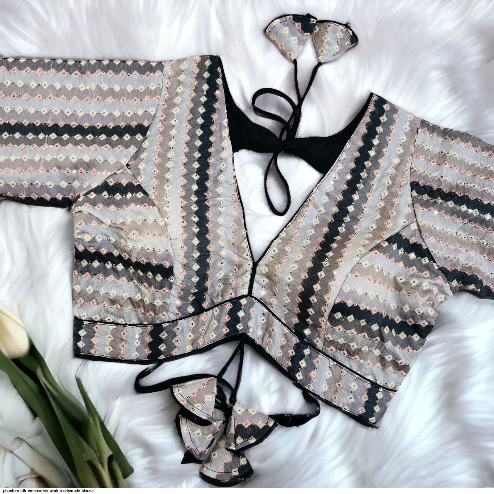 Phantom Silk Embroidery Work Readymade Blouse