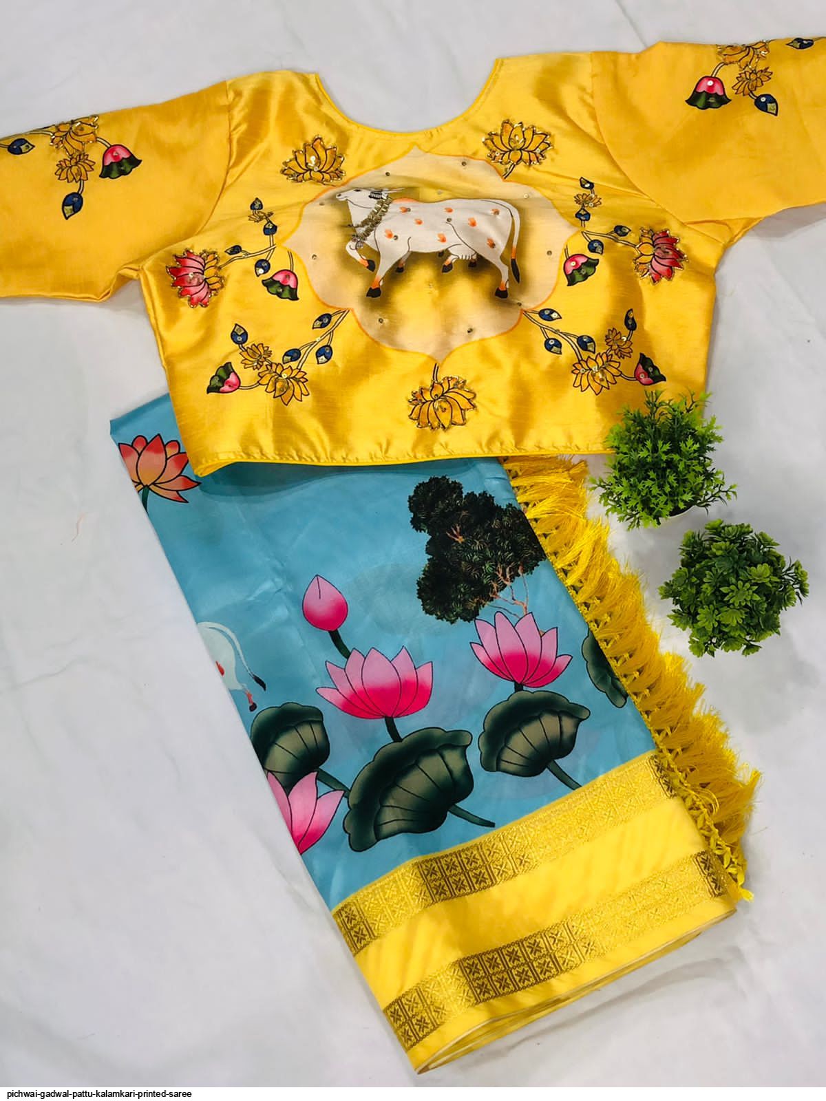 PICHWAI GADWAL PATTU KALAMKARI PRINTED SAREE