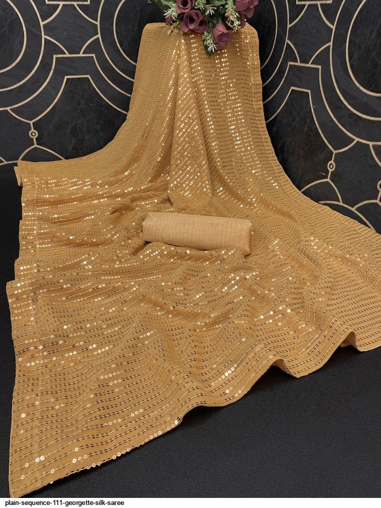 PLAIN SEQUENCE 111 Georgette Silk saree