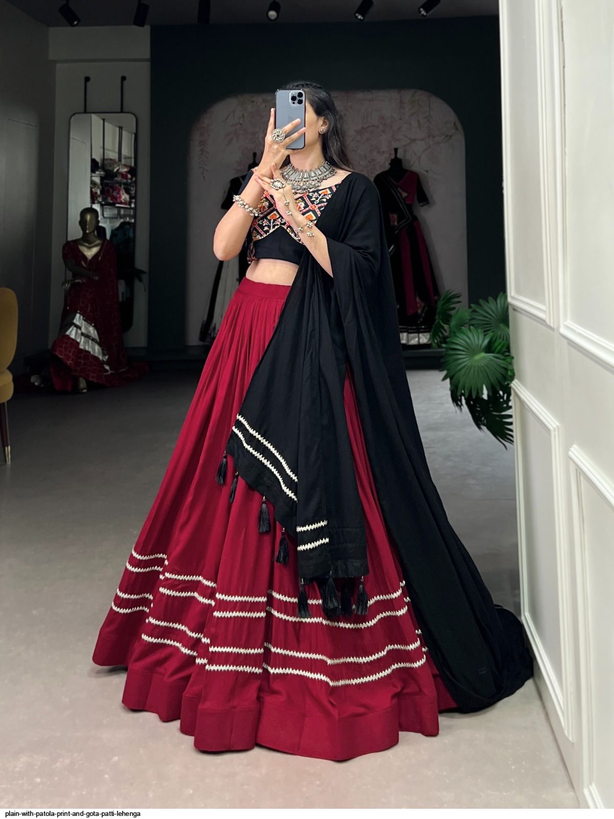 Plain With Patola Print And Gota Patti lehenga