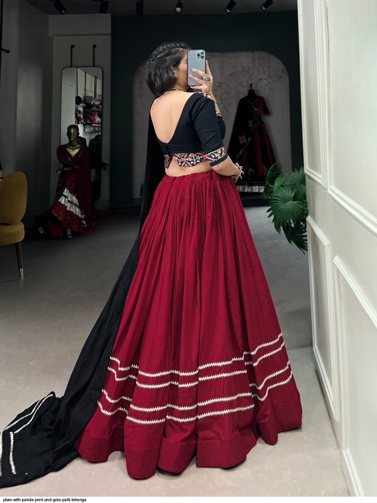 Plain With Patola Print And Gota Patti lehenga