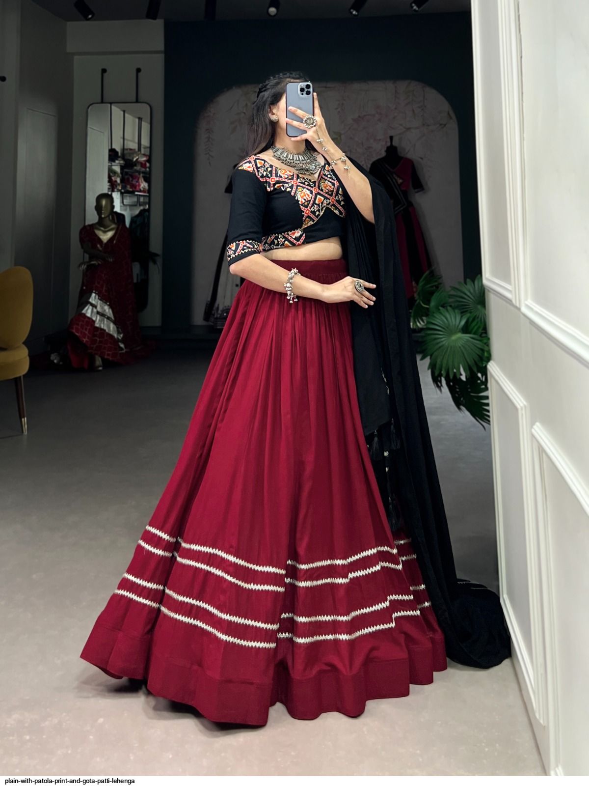 Plain With Patola Print And Gota Patti lehenga